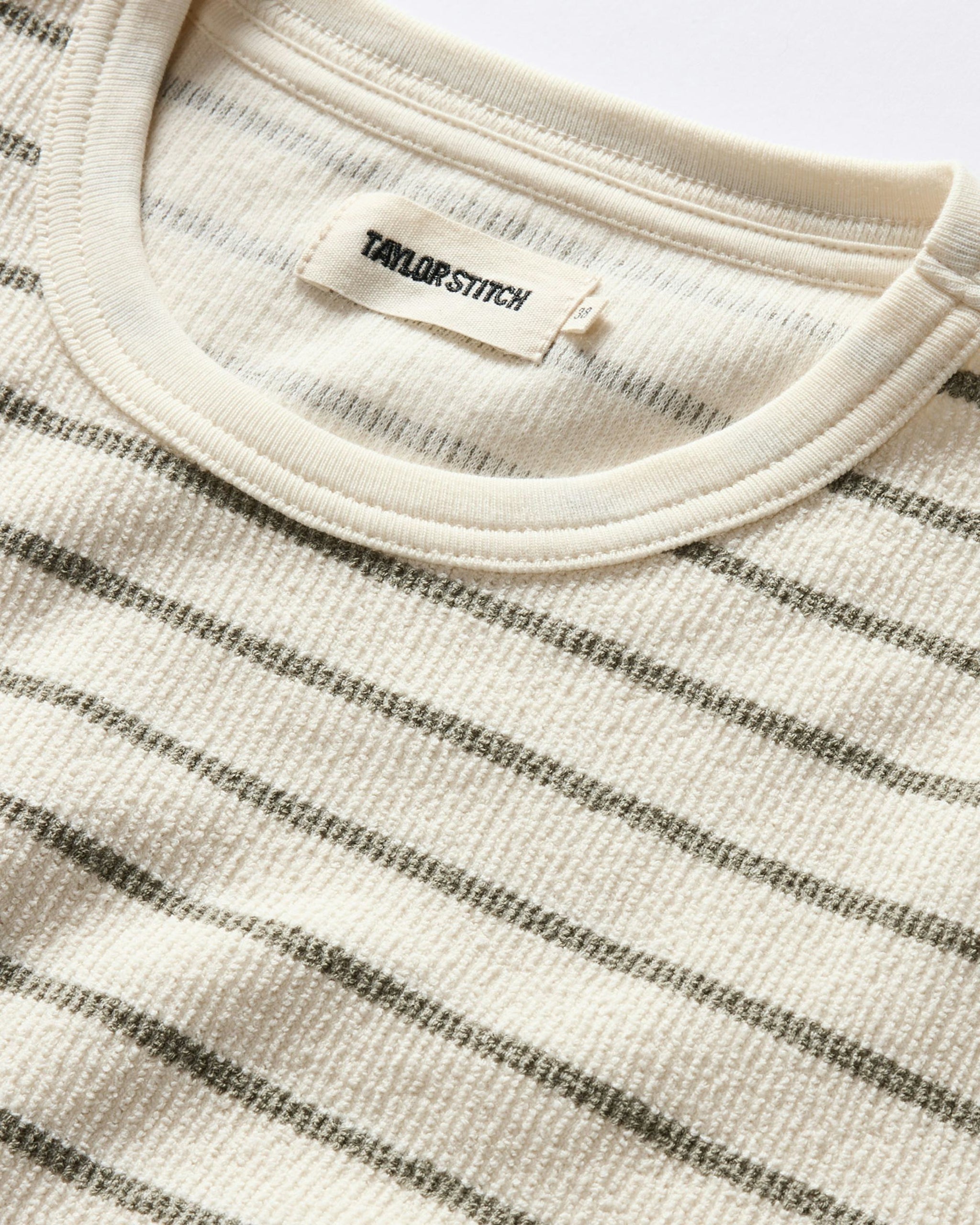 Taylor Stitch - The Adams Crew in Cilantro Stripe Reverse Terry ...